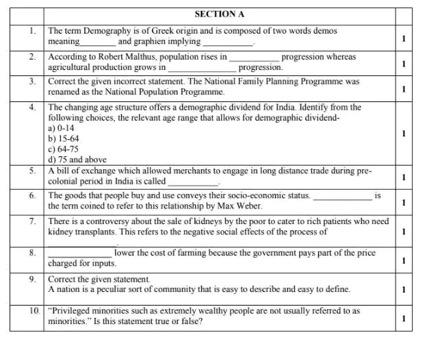 Download CBSE Class 12 Sociology Sample Papers 2024-25