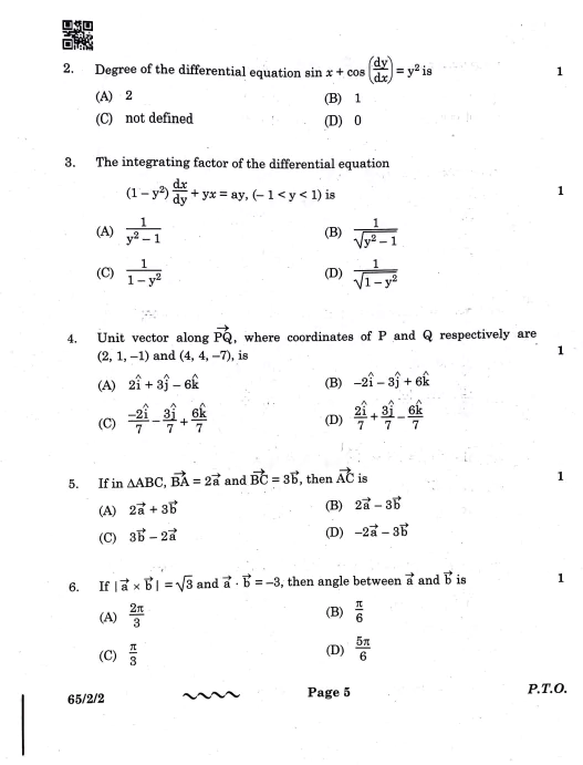 Download CBSE Class 12 Maths Previous Year Papers 2024-25 Session