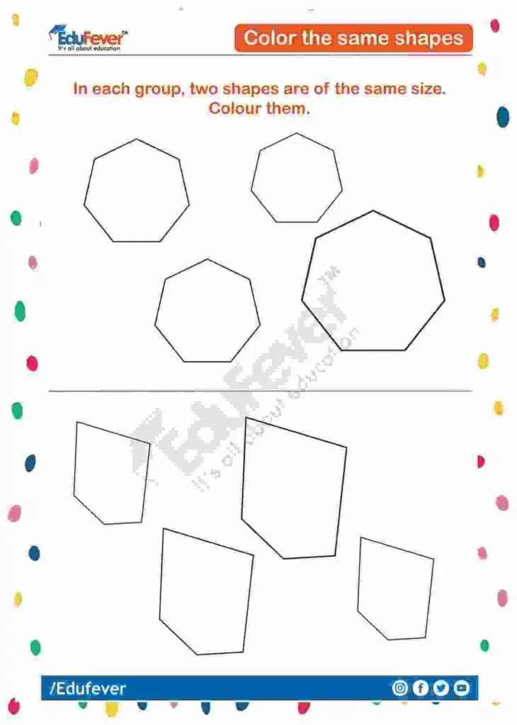 Get Latest Color the Same Shapes UKG Maths Worksheets