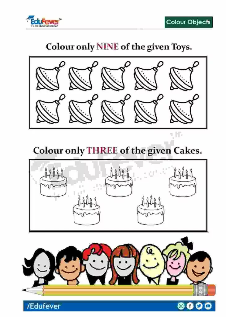 Get Latest Colour Objects LKG Maths Worksheets 2024-25