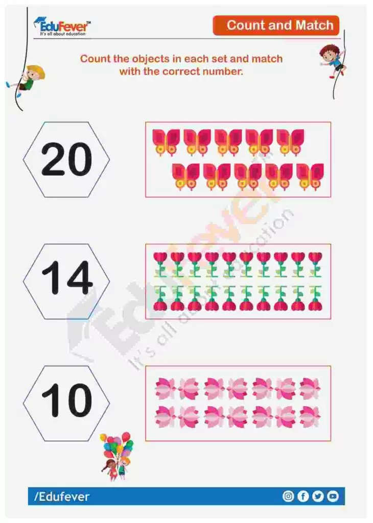 Get Latest Count and Match UKG Maths Worksheets 2024-25.