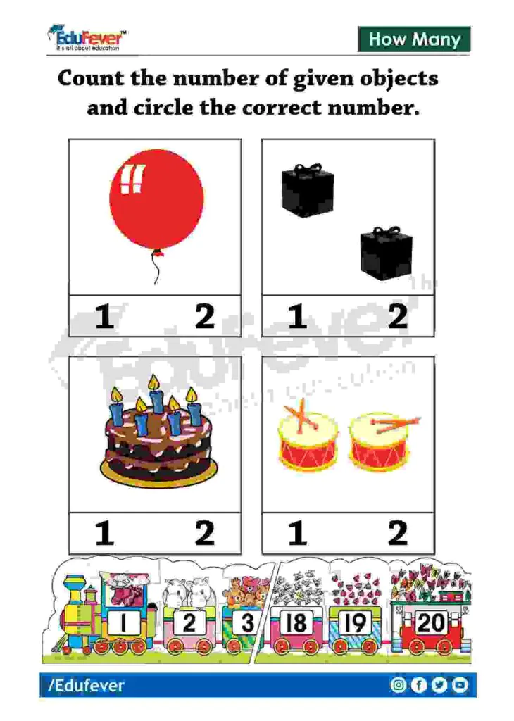Get Latest Count the Number of Objects LKG Maths Worksheets