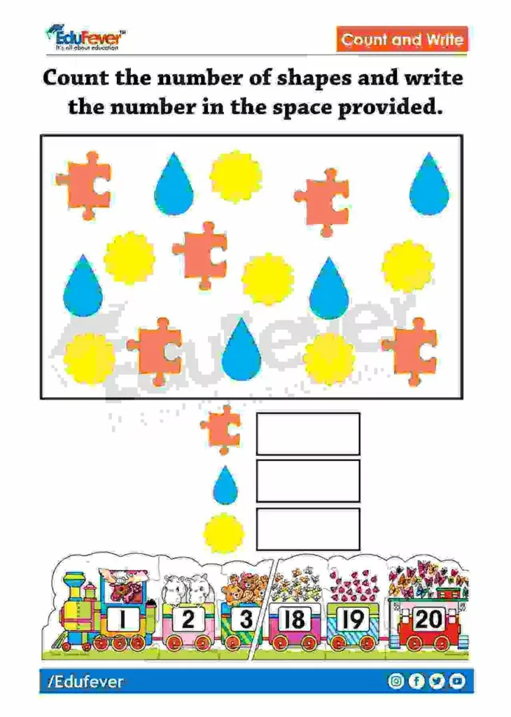 Get Latest Count the Shapes LKG Maths Worksheets