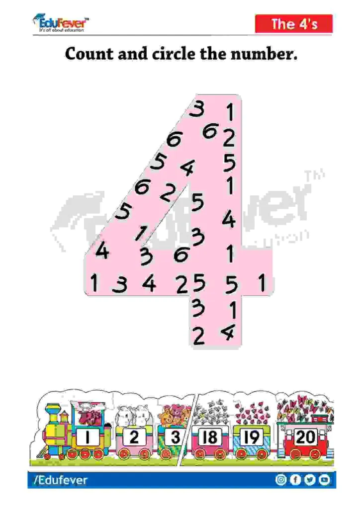 Get Latest Count and Circle the Numbers LKG Maths Worksheets