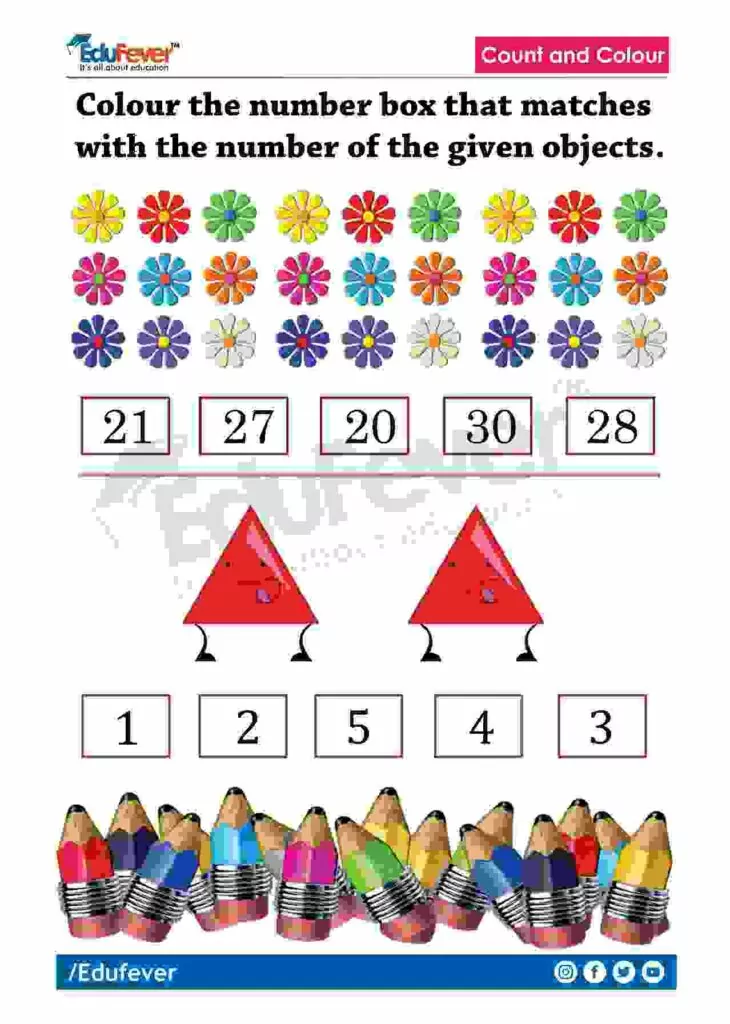 Get Latest Count and Colour LKG Maths Worksheets 2024-25