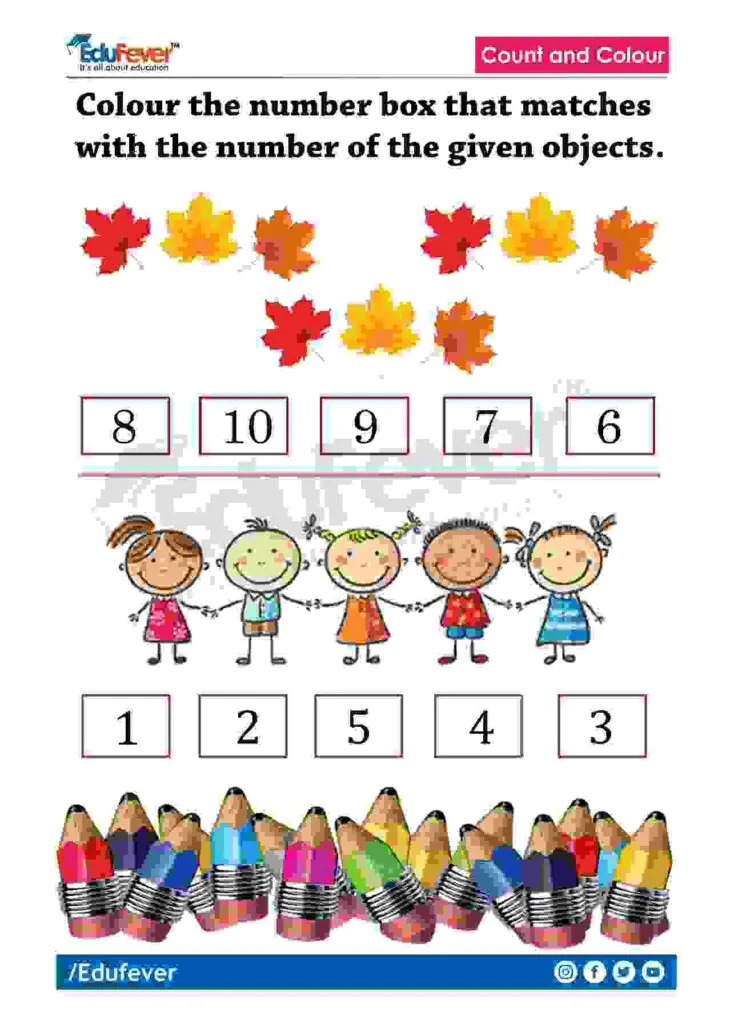 Get Latest Count and Colour LKG Maths Worksheets 2024-25