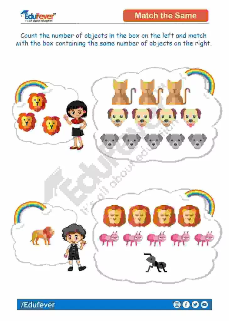 Get Latest Match the Same UKG Maths Worksheets