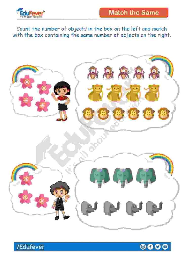 Get Latest Match the Same UKG Maths Worksheets