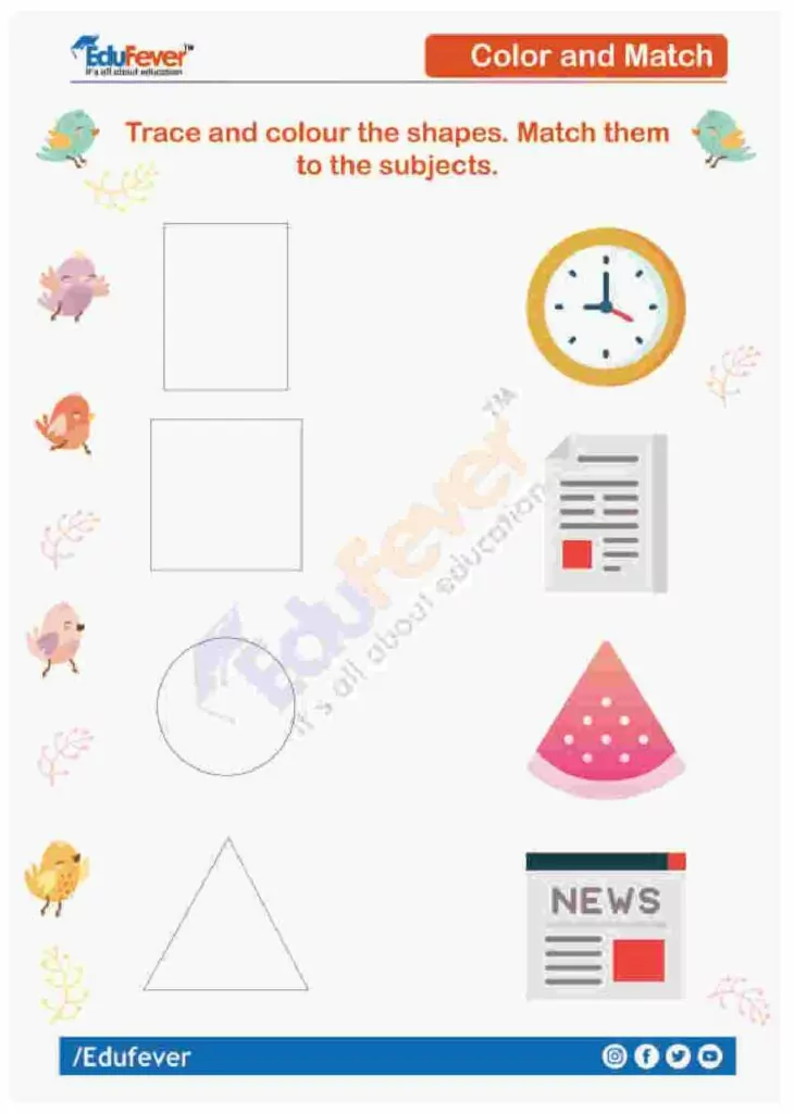 Get Class UKG Maths Colour and Match Worksheet in PDF