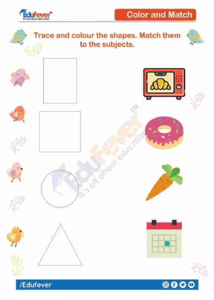 Get Class UKG Maths Colour and Match Worksheet in PDF