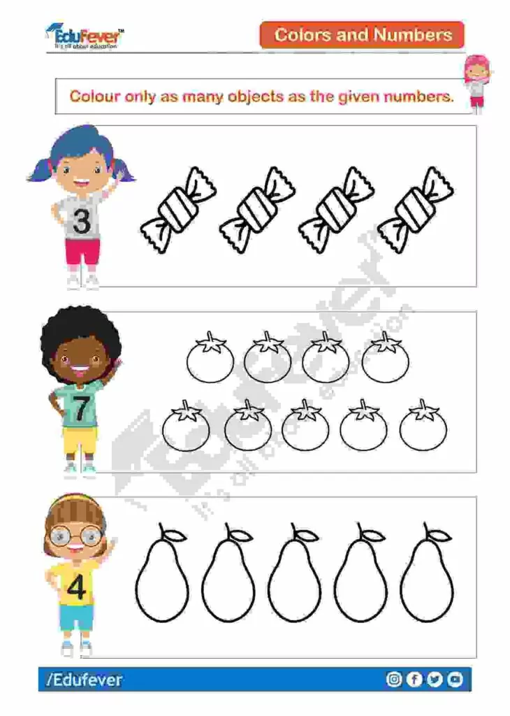 Get Latest Colour and Number UKG Maths Worksheets