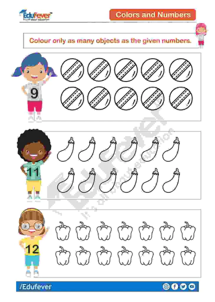 Get Latest Colour and Number UKG Maths Worksheets