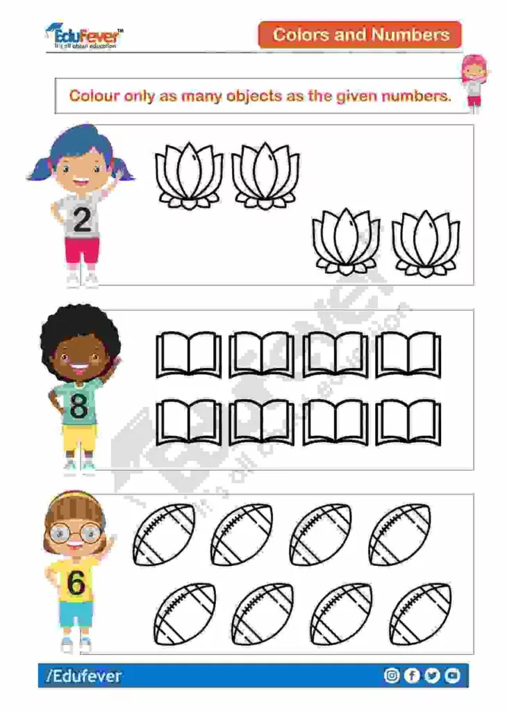 Get Latest Colour and Number UKG Maths Worksheets