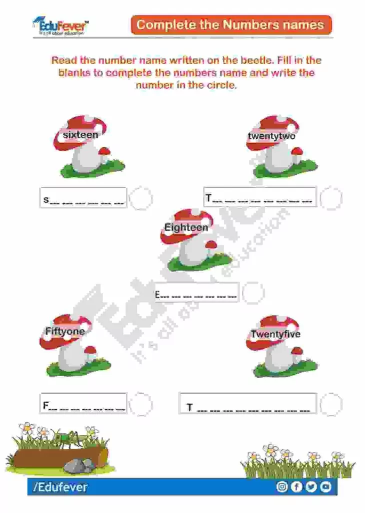 Get Latest Complete the Number Names UKG Maths Worksheets