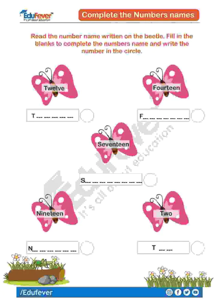 Get Latest Complete the Number Names UKG Maths Worksheets